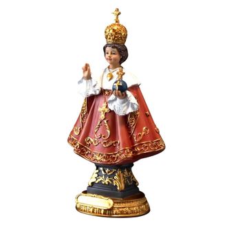 Amosfun Statue des Prager Jesuskindes Katholische Religiöse Tischdekoration Kunstharzfigur