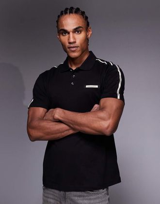 Emporio Armani Armani - EA7 - Polo avec bande logo contrastante - Noir