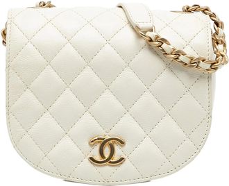 Chanel Hobo Bags - Small CC Quilted Calfskin Messenger Flap - Gr. unisize - in Wei&szlig; - f&uuml;r Damen