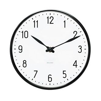 Arne Jacobsen Wanduhr &Oslash;16 cm Station Stilvolles Design aus Aluminium, weiss