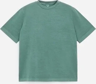 Arket St&uuml;ckgef&auml;rbtes Interlock-T-Shirt -Gr&uuml;n