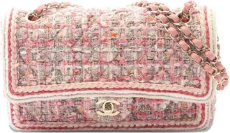 Chanel 2019 Medium Classic Quilted Tweed Braided Double Flap shoulder bag - Rose