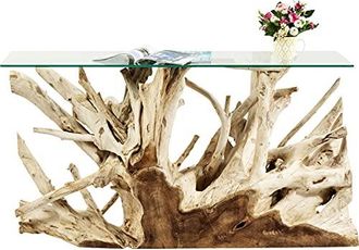 Kare Design Design Konsole Roots 150x40cm, Designer Konsole aus Wurzelholz mit Glasplatte, Unikat, Sideboard Echtholz, einzigartiges Schmuckstück, Teak Konsole, 7