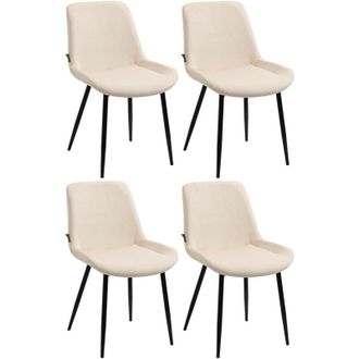 Clp Lot de 4 chaises de salle à manger Victoria recouvertes de velours Crème