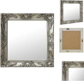 vidaXL Vidaxl - Wandspiegel im Barock-Stil 50x50 cm Silbern - Wandspiegel - Barockstil - Silberner Spiegel - Quadratischer Spiegel - Antiklook