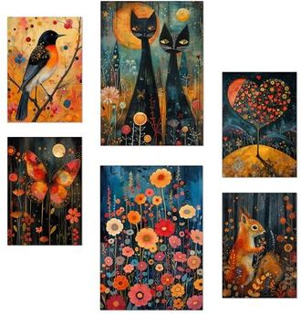 Nacnic Lot de 6 Affiches Animaux et nature inspir&eacute;s par Rosina Wachtmeister illustration design pour d&eacute;corer les murs de la maison. Chambres, bureau A3 et A4