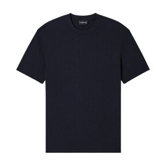 Emporio Armani Homme, Tops, Bleu, Taille: 2XL T-shirt en jersey avec logo intarsia