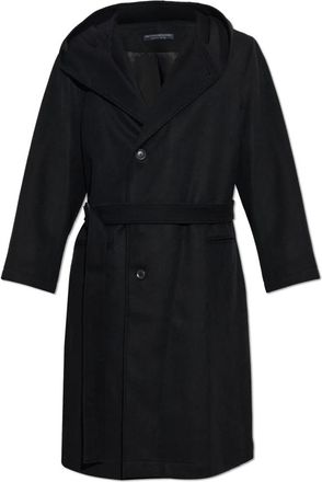 Yohji Yamamoto Manteau &agrave; capuche en laine - Homme - Manteaux - Noir - Taille: M