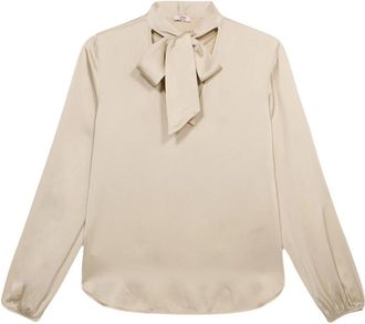 Oltre Femme, Blouses et Chemises, Blanc, Taille: 46 FR Blouse en satin avec au col