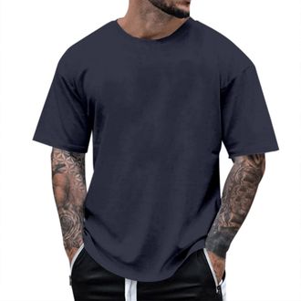 Minetom Oversized Tshirt Herren Rundhals Kurzarm Oberteil Weit Geschnittenes Longshirt Basic Vintage Clothes Gym T-Shirt Herren Oversize Fit Sweatshirt Top Lo