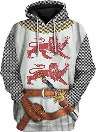Keephen Figure Historique Sweat à Capuche imprimé 3D Roi Colonial Cosplay Costume armée Uniforme Sweat