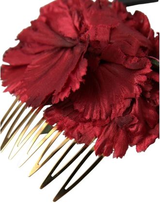 Dolce & Gabbana Femme, Accessoires, Rouge, Taille: ONE Size Floral Hair Comb