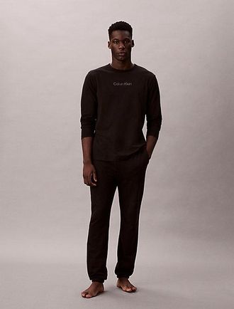 Calvin Klein Lounge-jogginghosen-set - Icon Cotton - Black Top W/ Diamond Logo_fall Berr - Herren - L