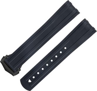 Generic QTYQWC 20 mm gebogenes Ende aus FKM-Fluorkautschuk f&uuml;r Armband f&uuml;r Seamaster 300 Diving Ersatz-Uhrenarmb&auml;nder mit Faltschlie&szlig;e aus Edelstahl