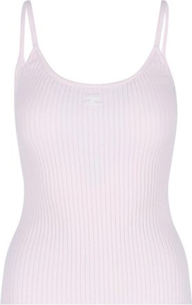 Courrèges Geripptes Oberteil Mit Logo