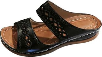 Generic Pantoufles d&eacute;t&eacute; d&eacute;contract&eacute;es &agrave; bout ouvert avec talon pour femme - Pour un usage quotidien - Chaussures confortables &agrave; enfiler, Noir, 39.5 EU