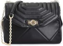 Caf&egrave;noir Sac Bandouli&egrave;re Matelass&eacute; &Agrave; Motif Losanges Et Rabat Matelass&eacute;, Pour Femme, Couleur Noir, Taille Taille Unique