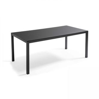 Oviala Table de jardin en aluminium noir