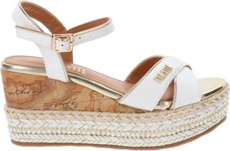 Alviero Martini 1A Classe Femme, Chaussures, Blanc, Taille: 40 EU Sandales Inspir&eacute;es de la Carte G&eacute;ographique en Similicuir