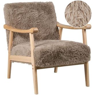 Beliani Sessel LEKNES Webpelz Taupe