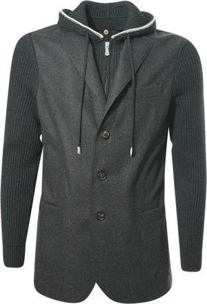 Eleventy Homme, Vestes, Gris, Taille: XL Veste Hybride en Laine