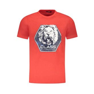 Cavalli Rotes Baumwoll Herren T-Shirt - - Tops - Herren - Rot - 2XL