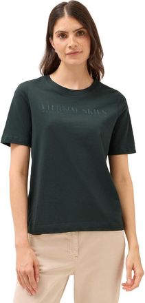 Cecil Damen 3227616 T-Shirt mit Wording Artwork, Ink Green, X-Small