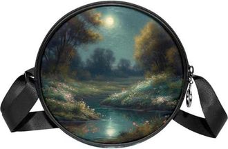 Generic Petit sac &agrave; bandouli&egrave;re Circle pour femme, petit sac &agrave; bandouli&egrave;re avec fermeture &eacute;clair, bretelles r&eacute;glables, sac &agrave; main rond d&eacute;contract&eacute; pour femmes