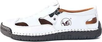 Generic Sandales en cuir &agrave; bout ferm&eacute; pour homme - Tongs d&eacute;t&eacute; pour la randonn&eacute;e - Pantoufles d&eacute;contract&eacute;es - Marron noir et gris - Chaussures pour homme, blan