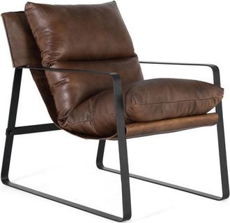 Giner&Colomer Giner Y Colomer - Fauteuil cuir marron et métal