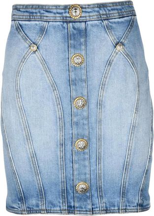 Balmain Femme, Jupes, Bleu, Taille: 38 FR Mini Jupe en Denim