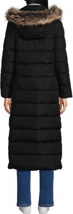Lands End Maxi-Daunenmantel mit Kapuze, Damen, Größe:44-46 petite, Schwarz, Polyester, by Lands End