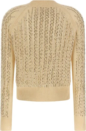 Ermanno Scervino Baguette Studded Braided Knit Sweater - Cream