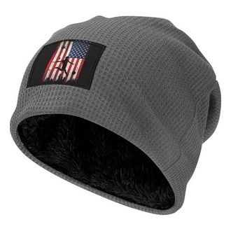 Ahdyr Bonnet en Maille gaufr&eacute;e avec Drapeau am&eacute;ricain, Style Football, pour Hommes et Femmes, Noir