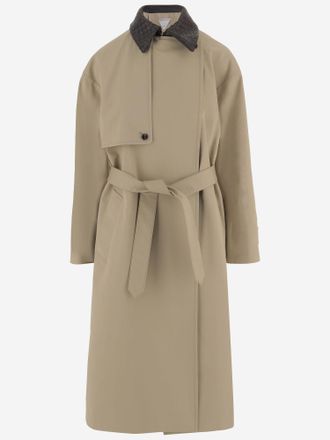 Bottega Veneta Womens Trench Coat Cotton Beige