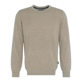 Barbour Tartan Ellbogen Patch Rundhals Pullover - - Knitwear - Herren - Beige - XL