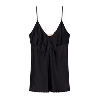 Twinset Femme, Tops, Noir, Taille: 36 FR Top noir brodé floral col en V