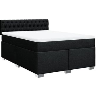 vidaXL Boxspringbett mit Matratze Schwarz 160x200 cm Stoff Vidaxl