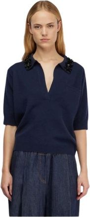 Semicouture Femme, Pulls, Bleu, Taille: 42 FR Polo Knit