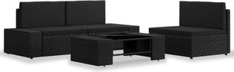 vidaXL Vidaxl - Salon de jardin 4 pcs R&eacute;sine tress&eacute;e Noir