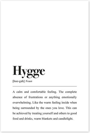 Posterlounge Hygge Definition (englisch) Poster von aemmi 20 x 30 cm Schwarz-Wei&szlig; Wandbilder Wanddeko