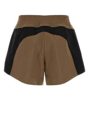 Balenciaga Womens Biscuit Tech Fabric Shorts Camel Exterior: Polyester Pantaloni Trousers