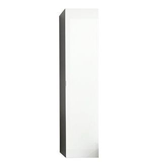 Trendteam Beach - Hochschrank - Grau/Weiß Hochglanz - Badschrank für Wandmontage mit großzügigem Innenspiegel - (BxHxT) 35 x 157 x 31 cm - Soft-Close-Funktion -