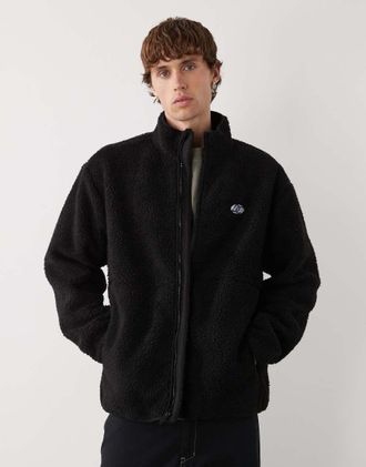 DC Vault - Jacke aus Polarfleece in Schwarz mit Rei&szlig;verschluss