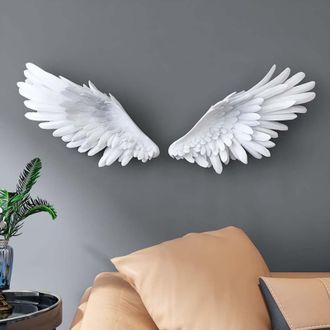 Generic Engelsfl&uuml;gel Wanddekoration, 3D gro&szlig;e wei&szlig;e Engelsfl&uuml;gel Wandskulpturen Kunst Dekor, Wandbehang mit Federfl&uuml;geln, f&uuml;r die Wand im Wohnzimmer und Schla