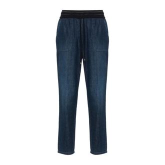 Lorena Antoniazzi Blaue Denim Kordelzug Tapered Jeans - - Jeans - Damen - Blau - 2XS