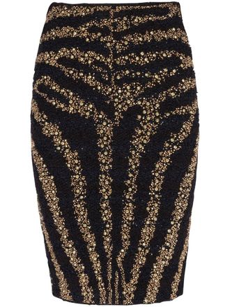 Balmain jupe zipp&eacute;e &agrave; imprim&eacute; z&eacute;br&eacute; - Noir