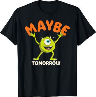 Pixar Disney PIXAR Mike Wazowski Maybe Tomorrow T-Shirt für Erwachsene und Kinder, Schwarz, Klein, Klassisches Cartoon Kurzarm T-Shirt