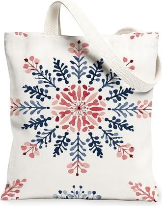 Generic Sacs fourre-tout en toile &agrave; motif floral dhiver, sacs d&eacute;picerie r&eacute;utilisables, vintage, l&eacute;gers et lavables en toile pour lext&eacute;rieur, les voyages, les 