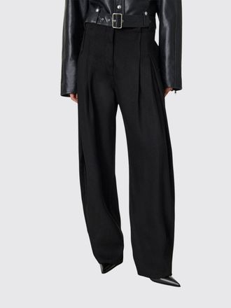 Iro Pantalon palazzo large pliss&eacute; taille haute en coton m&eacute;lang&eacute;
